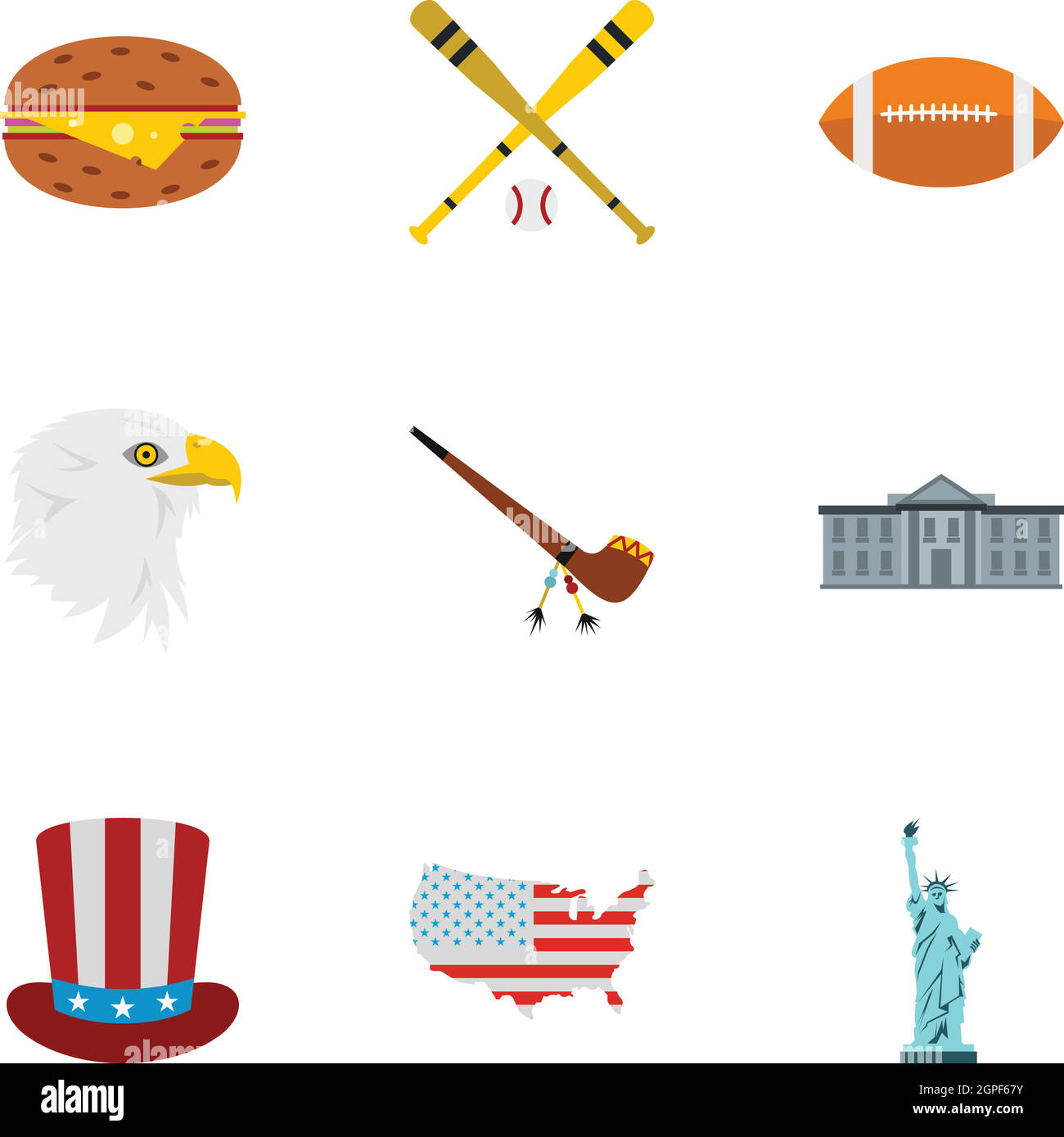 USA icons set, flat style Stock Vector Image & Art - Alamy
