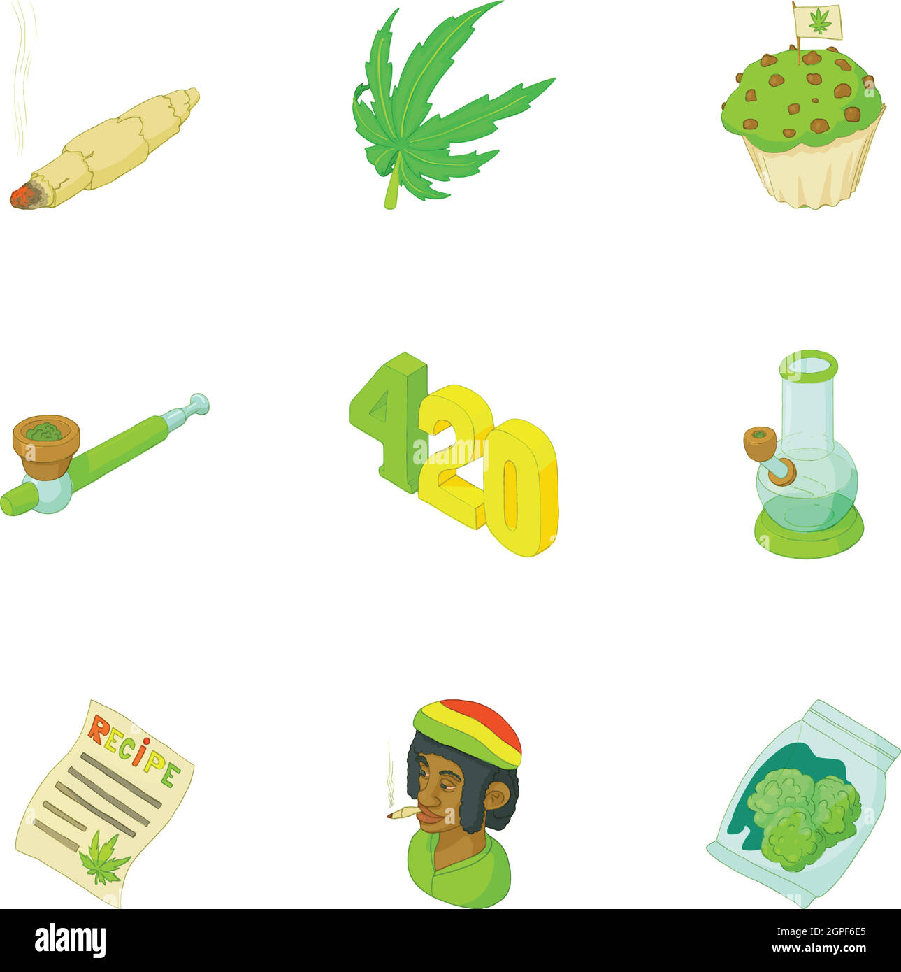 Hemp icons set, cartoon style Stock Vector Image & Art - Alamy