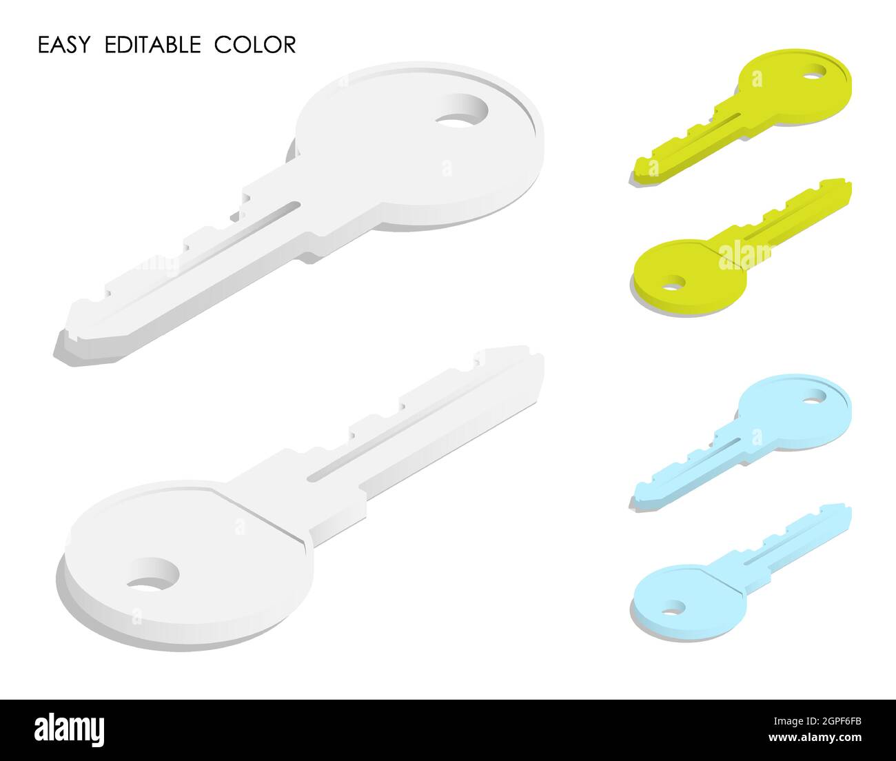 Isometric metal key from of front door lock for residential building ...