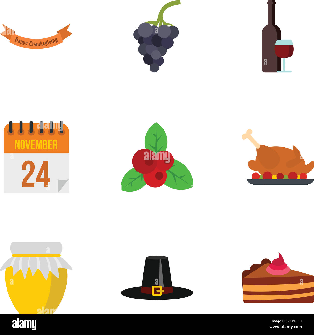 Thanksgiving feast icons set, flat style Stock Vector Image & Art - Alamy