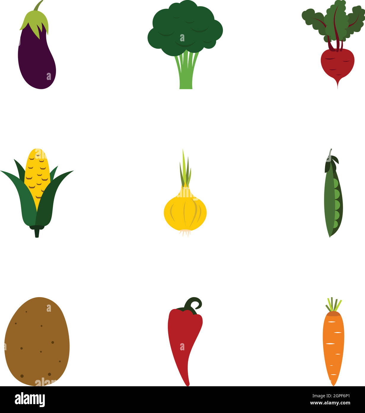 Fresh vegetables icons set, flat style Stock Vector Image & Art - Alamy
