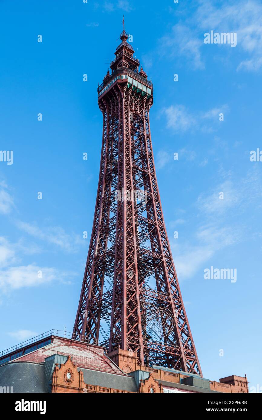 Blackpool Tower pictured under a blue sky in September 2021 dominating ...