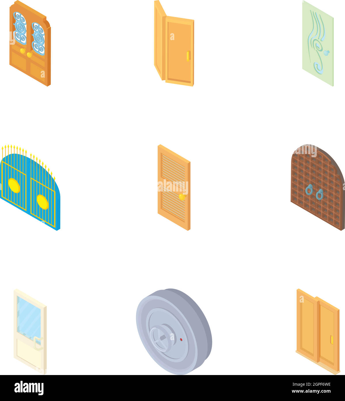 Security doors icons set, cartoon style Stock Vector Image & Art - Alamy