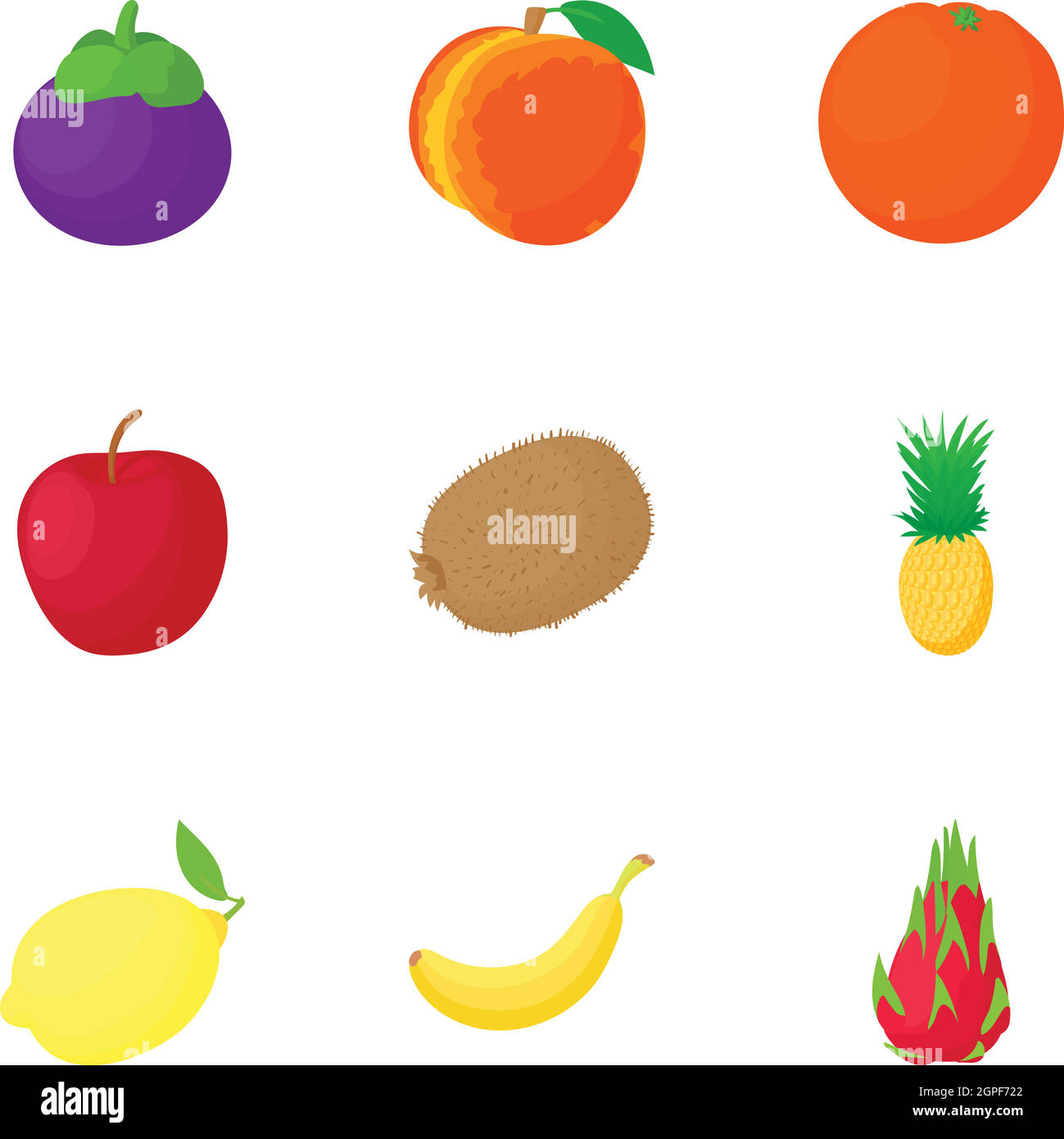 Pineapple fruit set cartoon Cut Out Stock Images & Pictures - Alamy