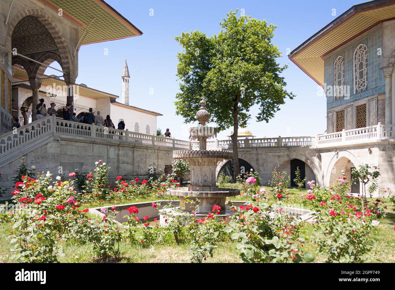 Istanbul, Turkey; May 25th 2013: Garden fountain in Topkapi palace ...