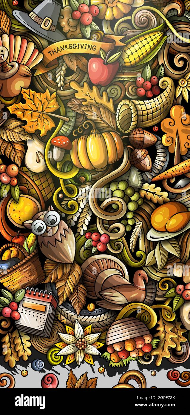 Thanksgiving day doodle illustration Stock Vector Image & Art - Alamy