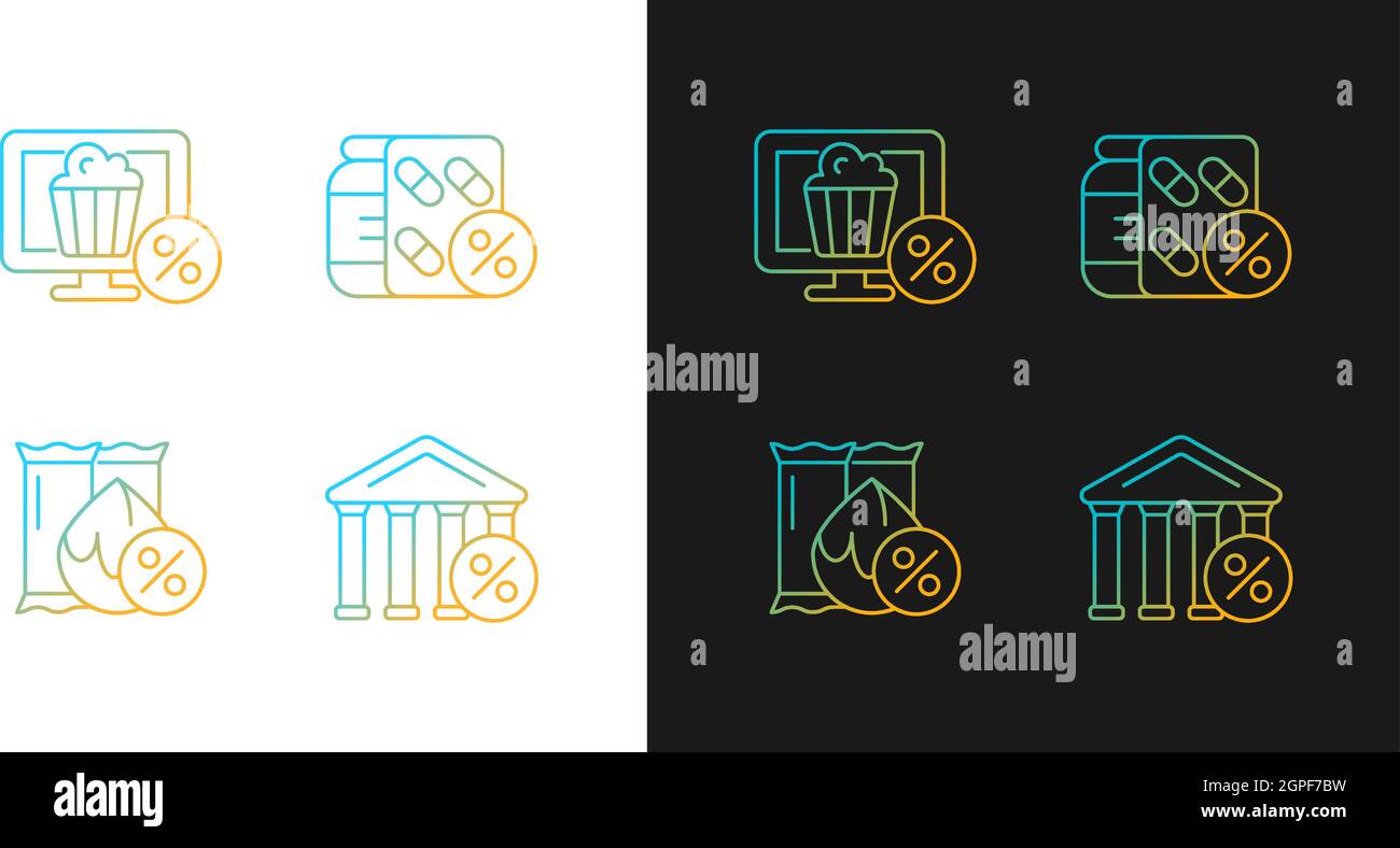 Employee discount scheme gradient icons set for dark and light mode ...