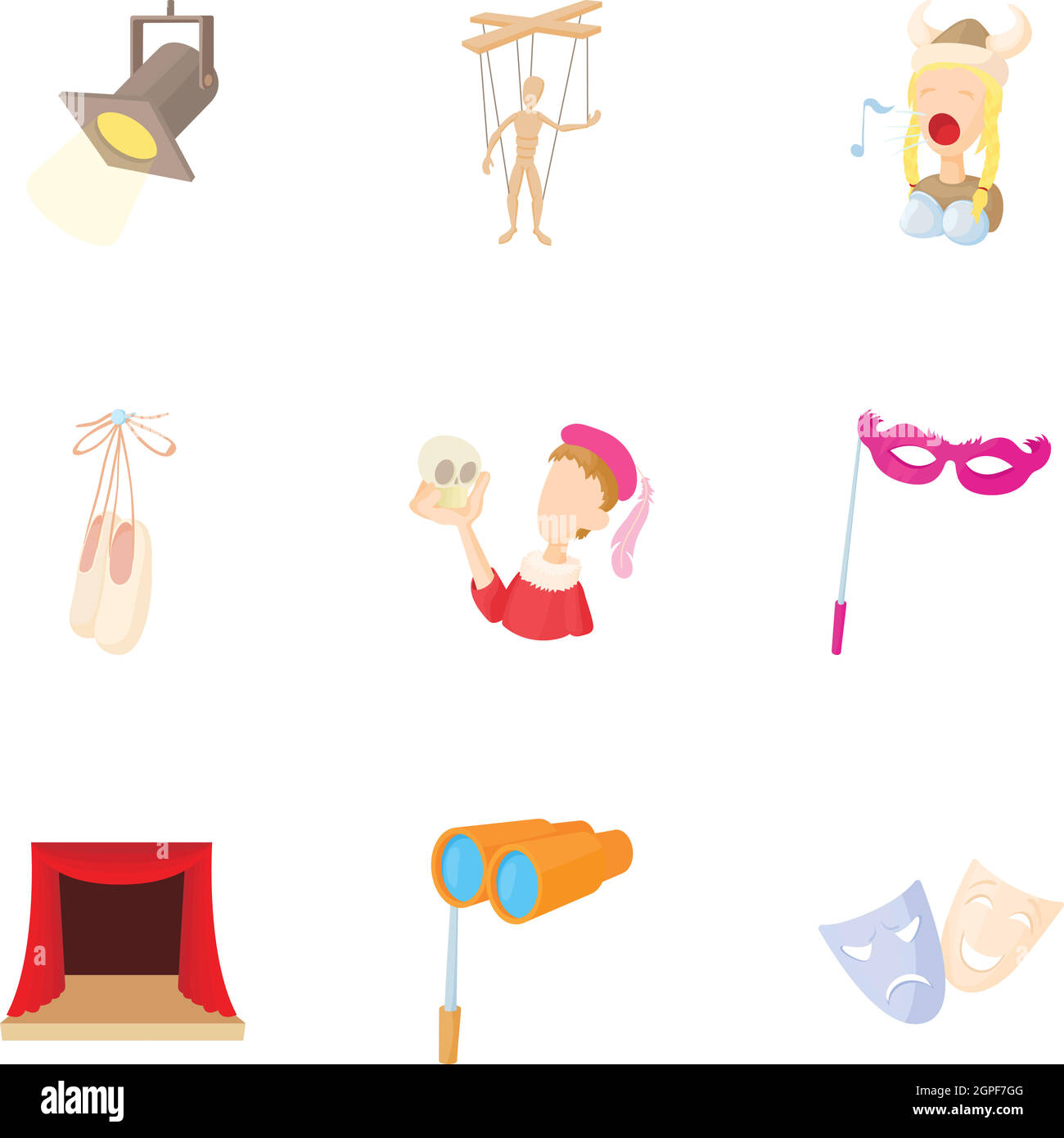 Theatrical production icons set, cartoon style Stock Vector Image & Art ...