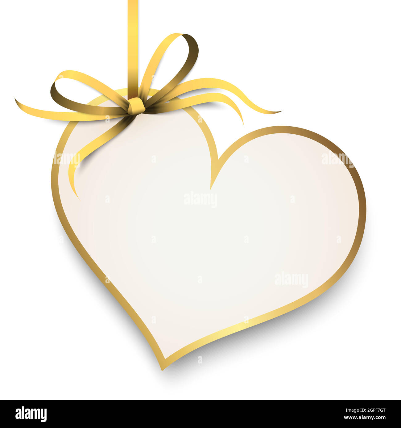 gold ribbon bow with heart hang tag Stock Vector Image & Art - Alamy