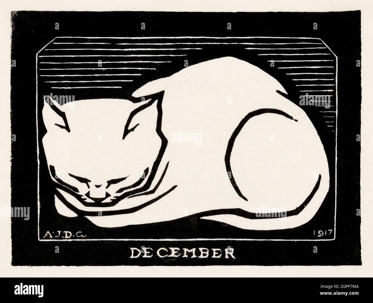 December cat (1917) by Julie de Graag (1877-1924 Stock Photo - Alamy
