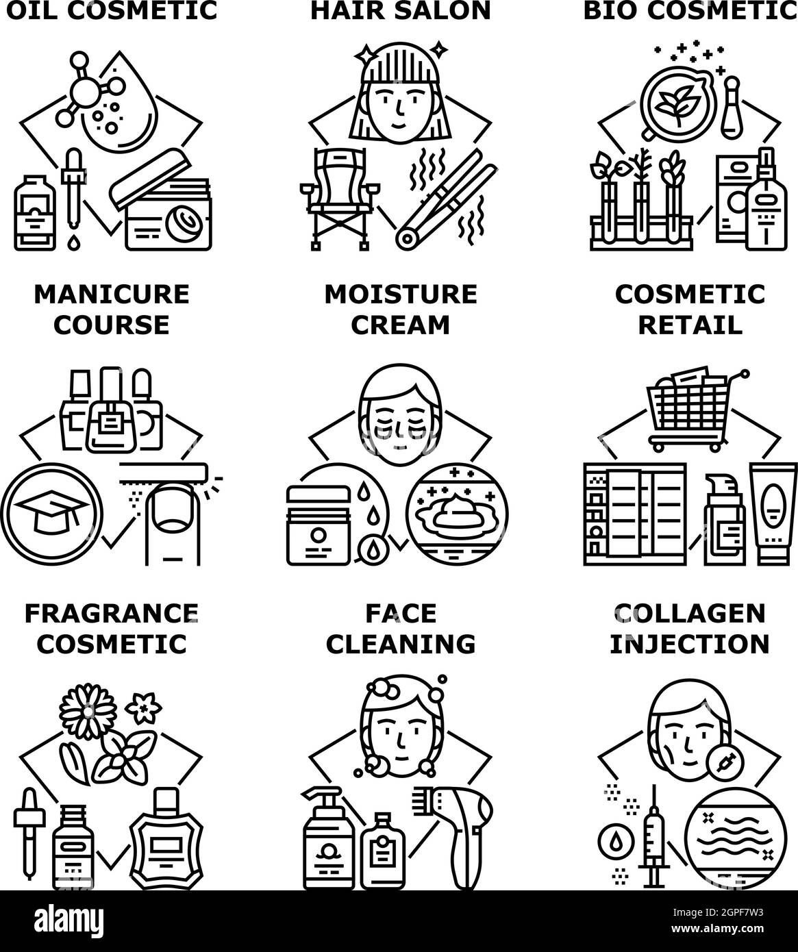 Cosmetic Retail Set Icons Vector Illustrations Stock Vector Image & Art ...