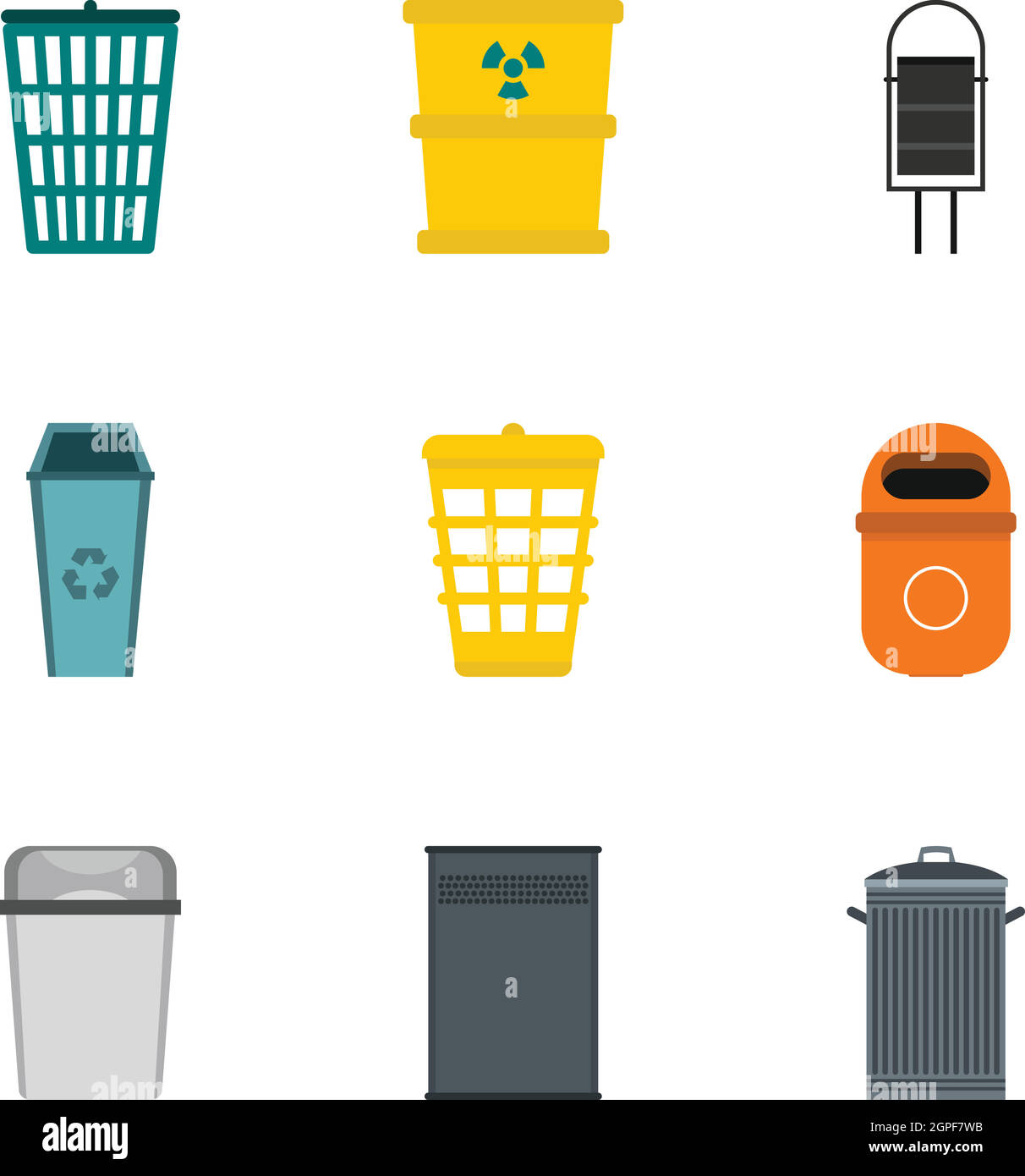 Trash can icons set, flat style Stock Vector Image & Art - Alamy