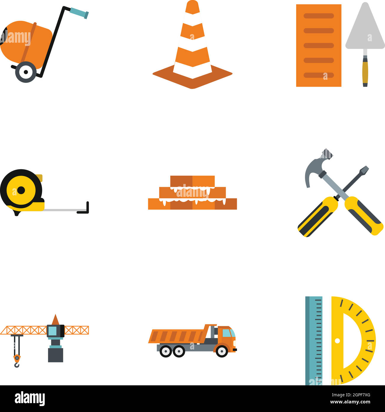 Building tools icons set, flat style Stock Vector Image & Art - Alamy