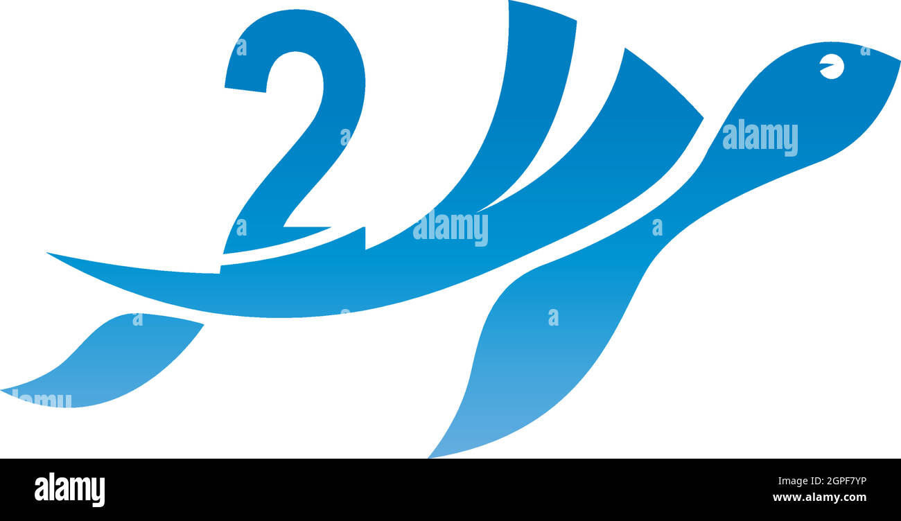 Sea turtle icon with number 2 logo design illustration Stock Vector ...