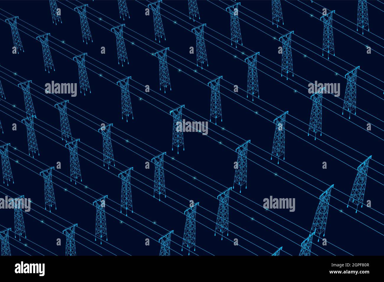 Background with many outlines of power lines from blue lines on a dark ...