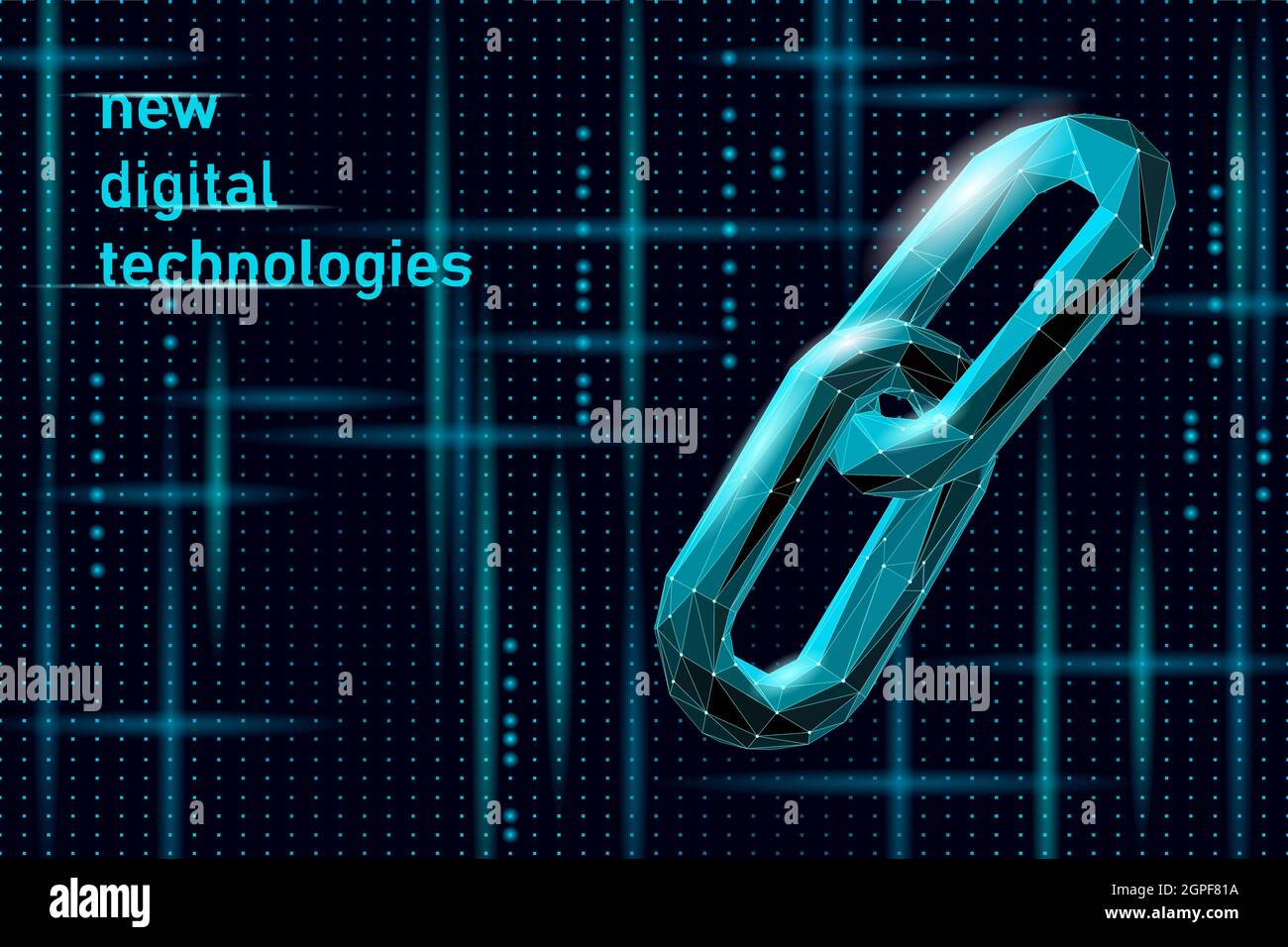 Blockchain link sign low poly design. Internet technology chain icon ...