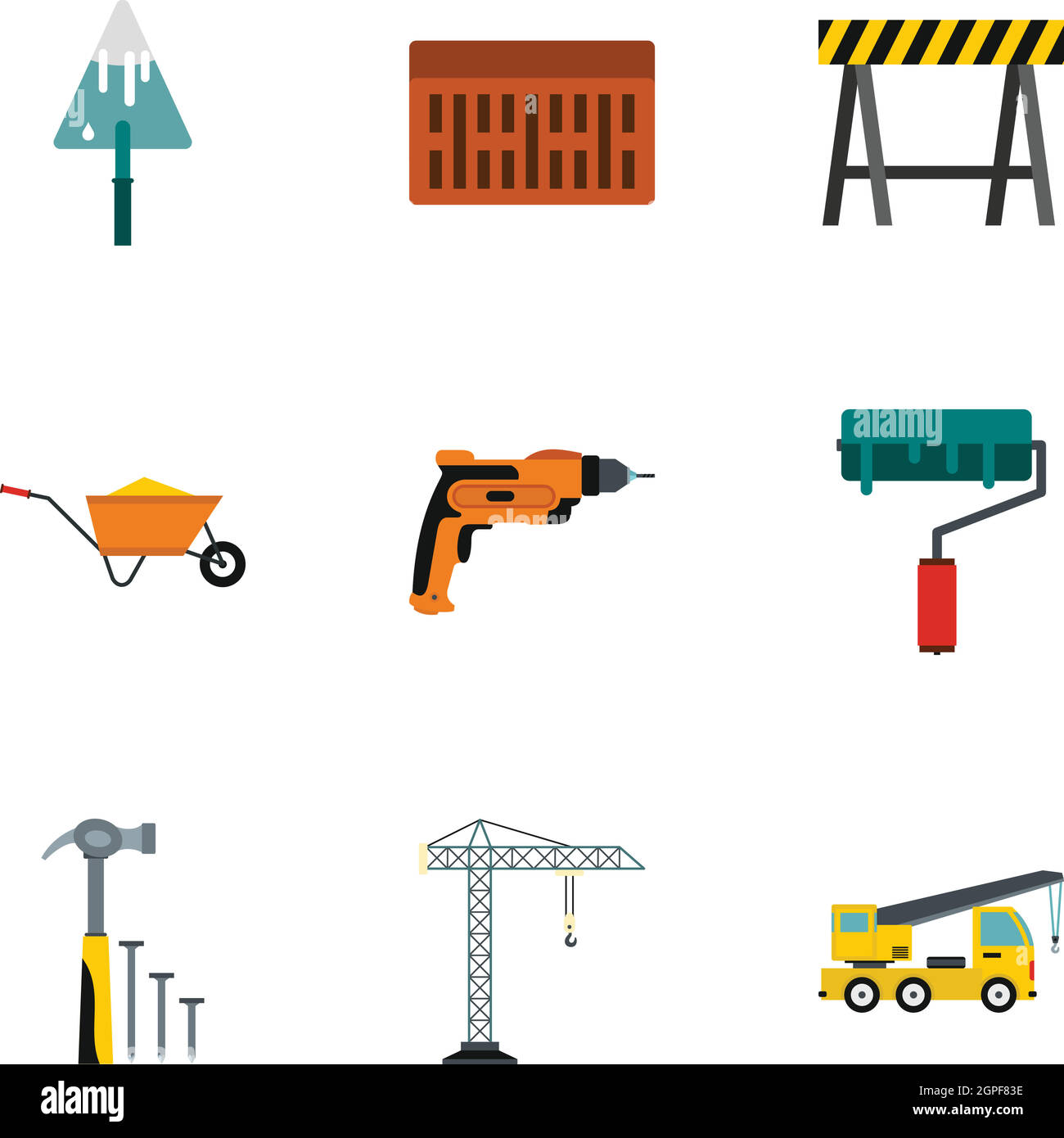 Building tools icons set, flat style Stock Vector Image & Art - Alamy