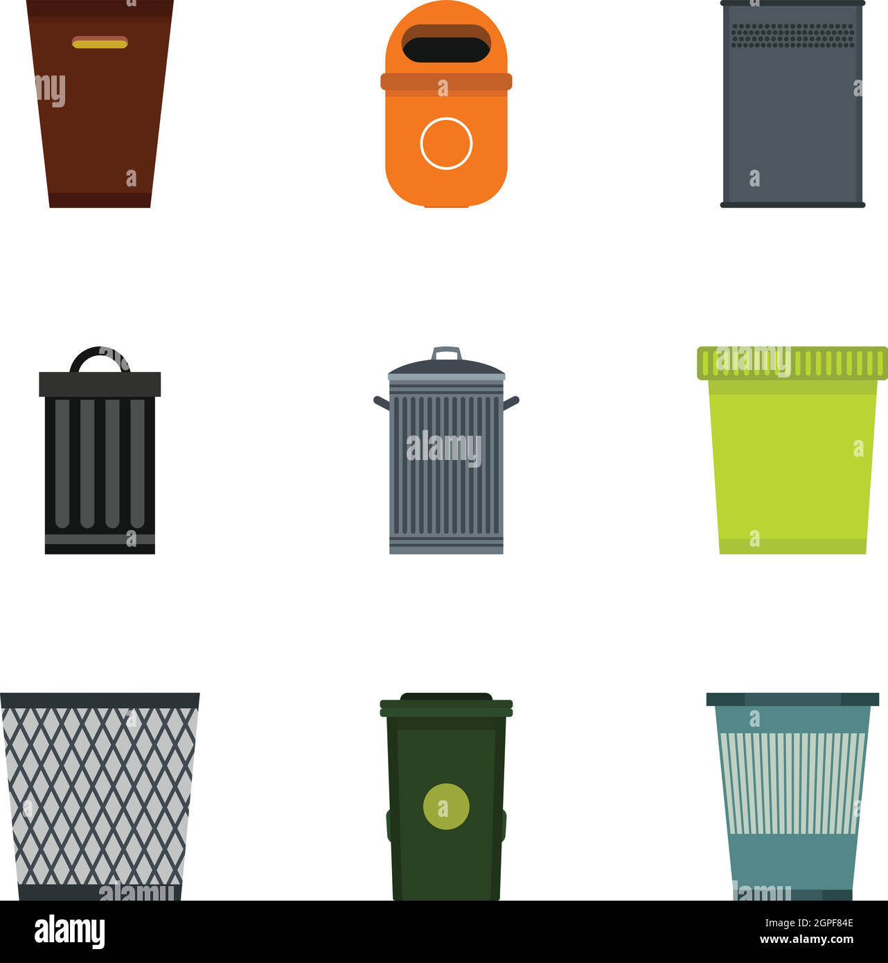 Rubbish bin icons set, flat style Stock Vector Image & Art - Alamy