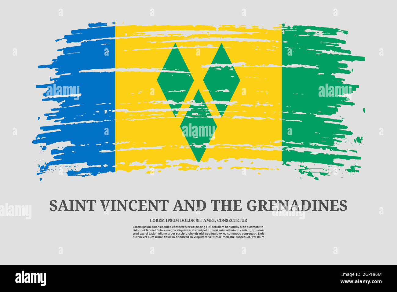 Saint Vincent and the Grenadines flag with brush stroke effect and ...