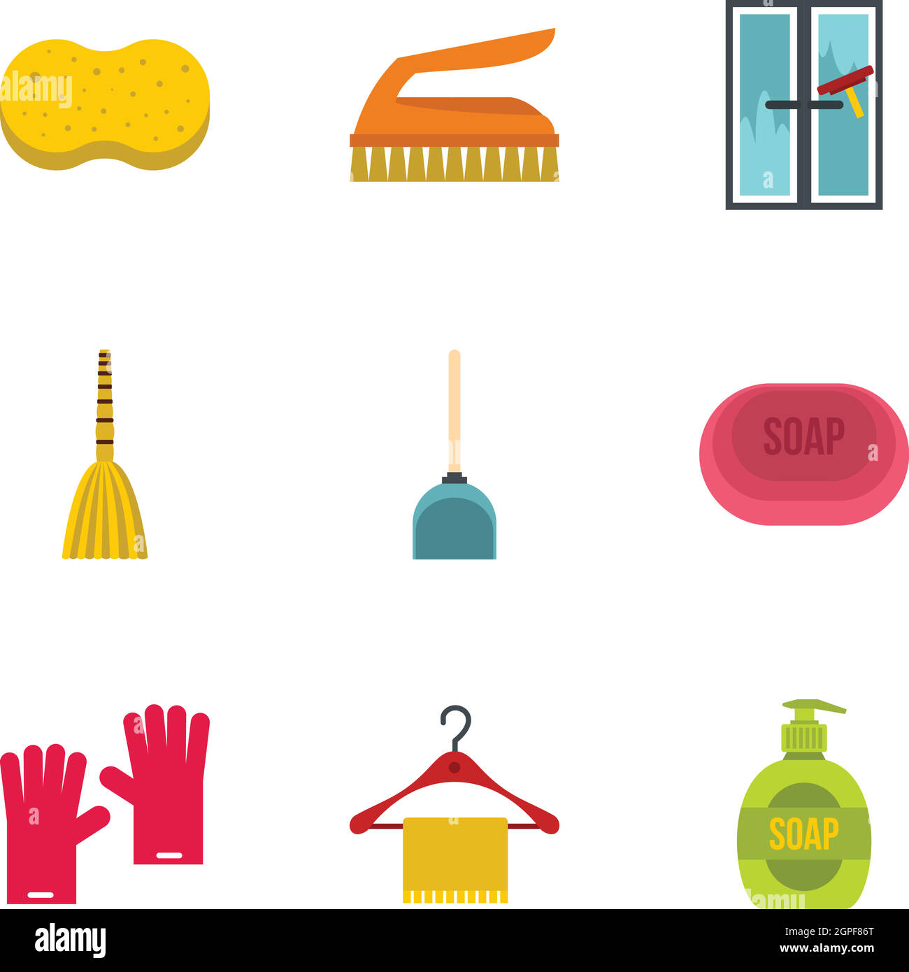 Cleaning icons set, flat style Stock Vector Image & Art - Alamy