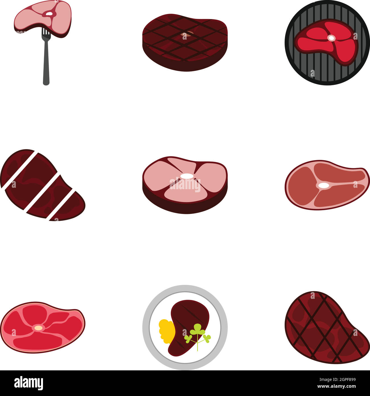 Meat icons set, flat style Stock Vector Image & Art - Alamy