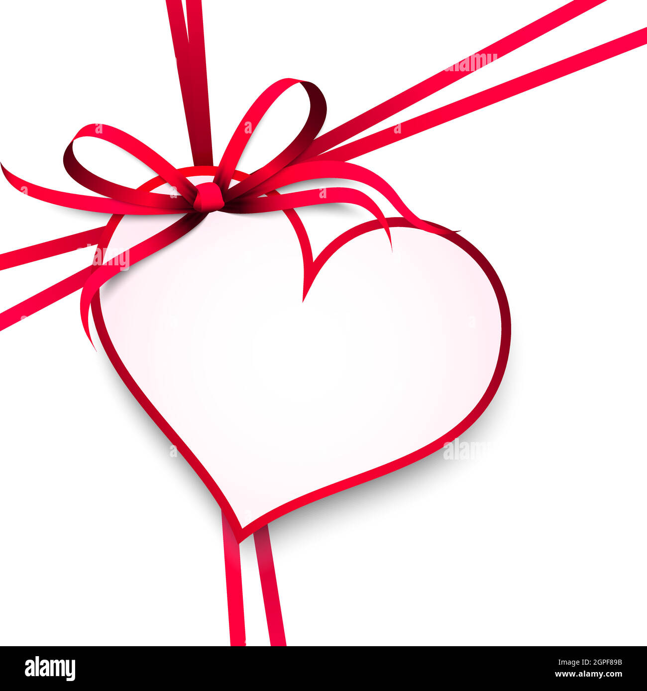 red ribbon bow with heart hang tag Stock Vector Image & Art - Alamy