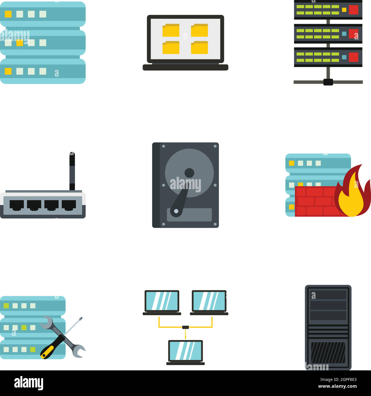 Flat cloud service icons Stock Vector Images - Alamy