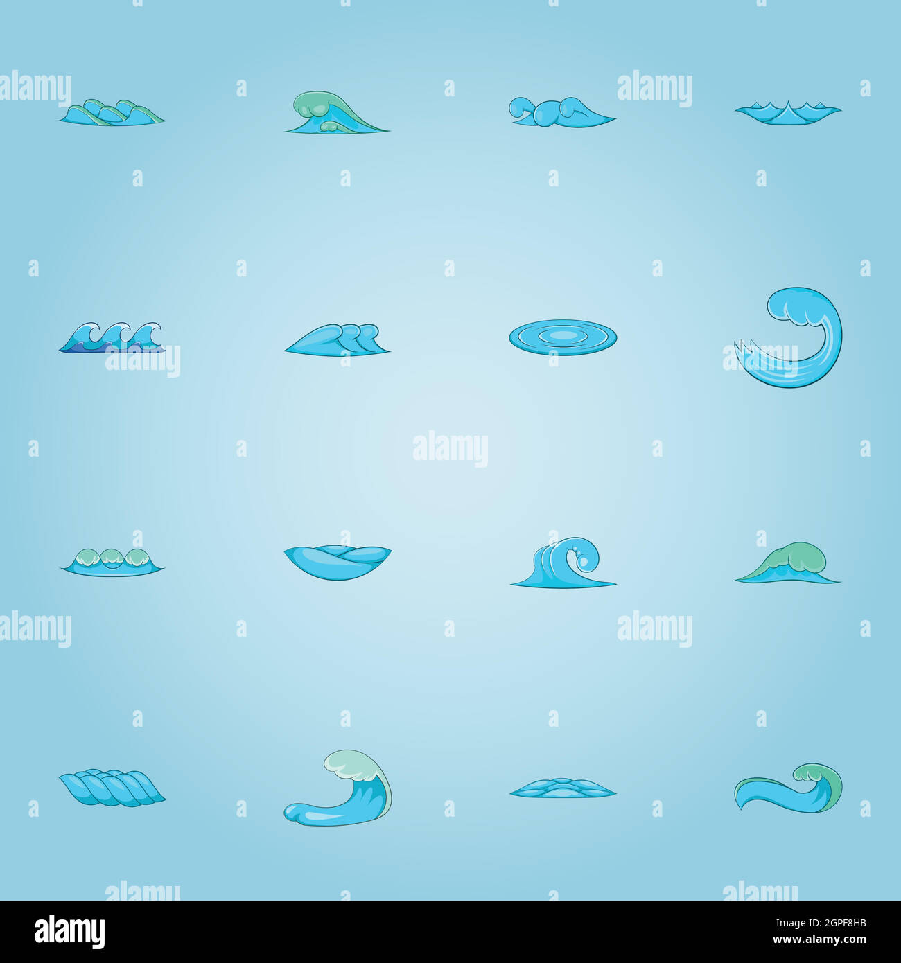 Wave icons set, cartoon style Stock Vector Image & Art - Alamy