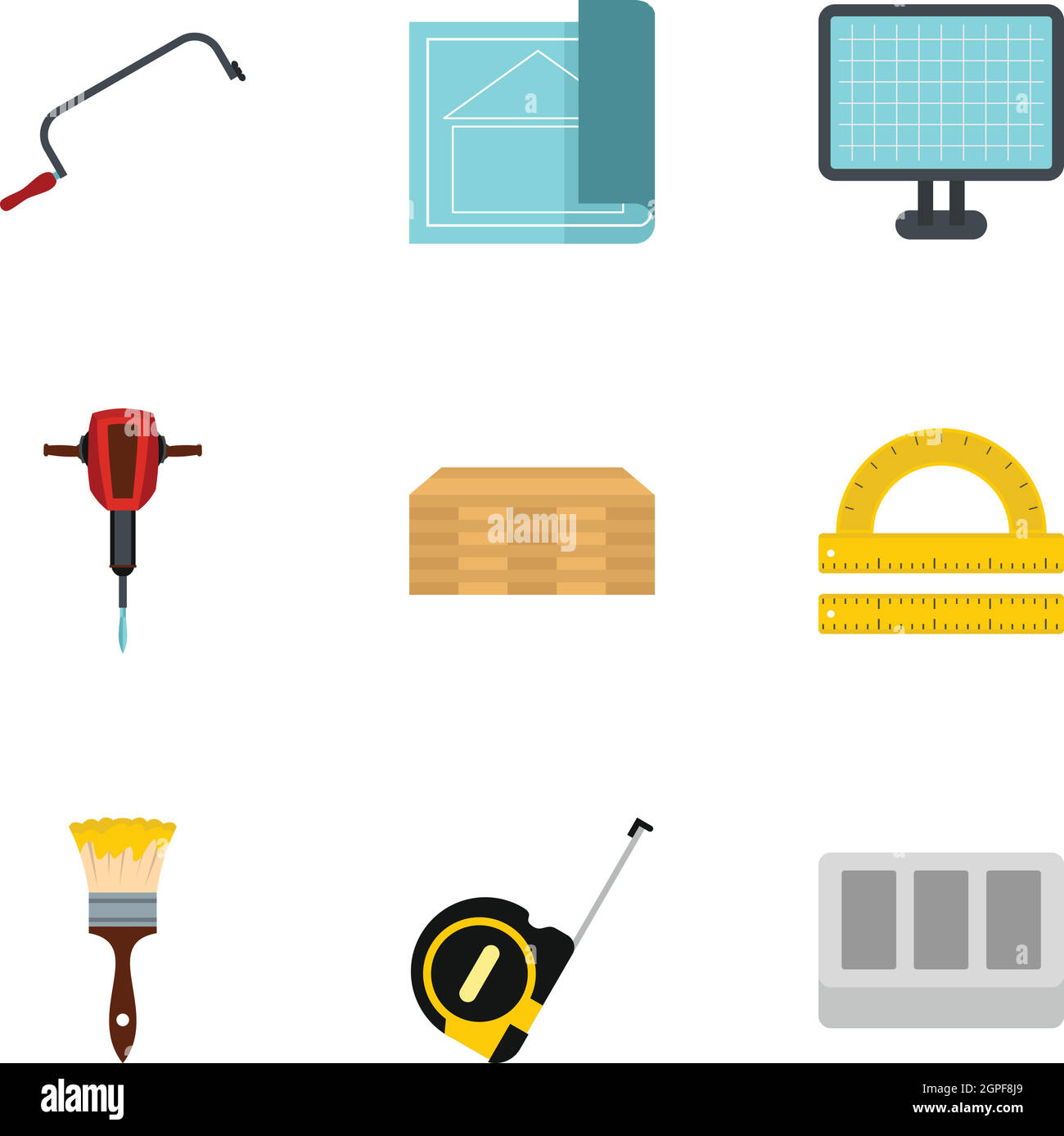 Construction tools icons set, flat style Stock Vector Image & Art - Alamy