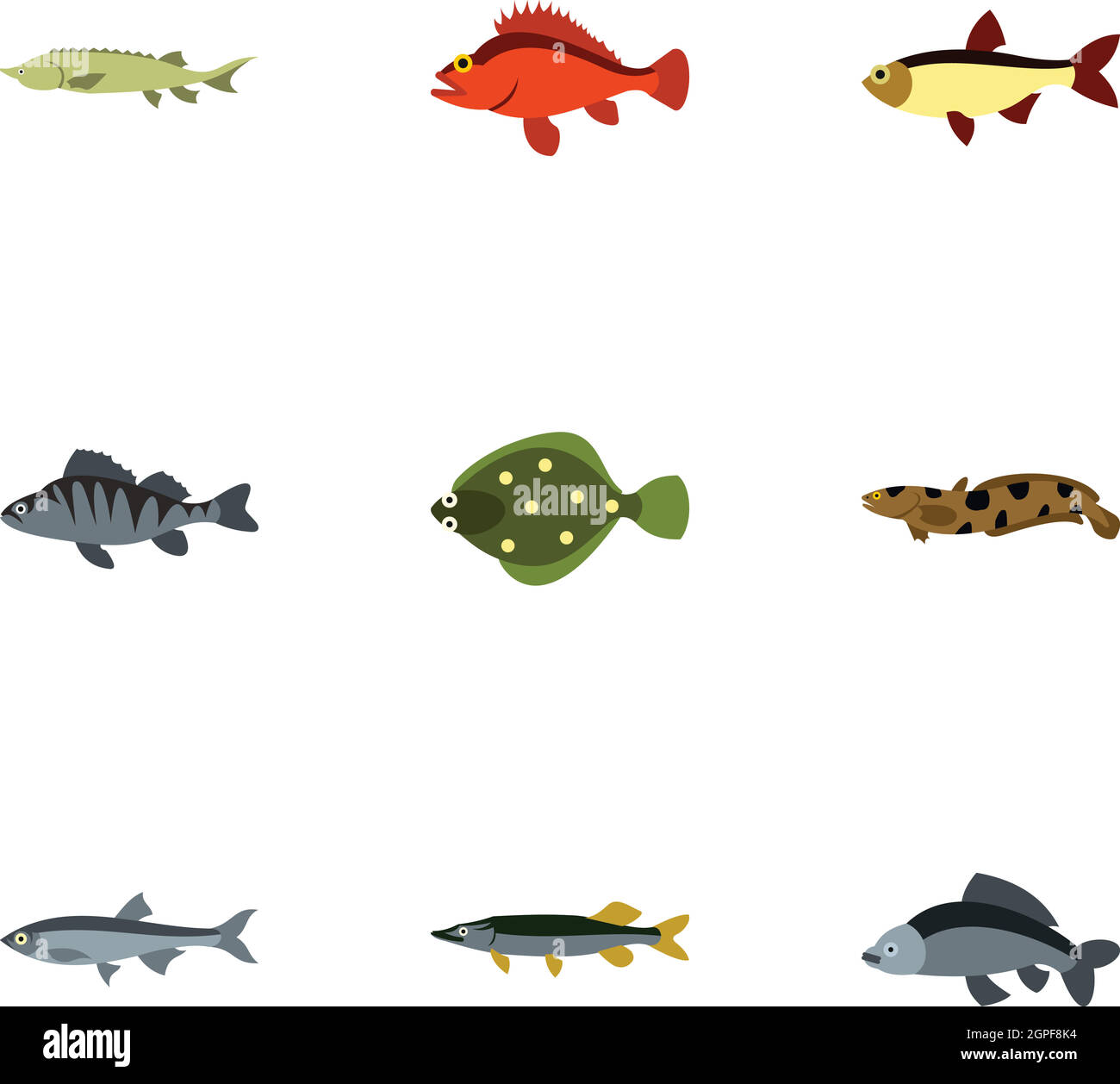 Ocean fish icons set, flat style Stock Vector Image & Art - Alamy