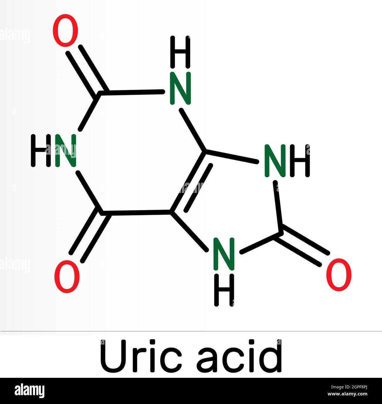Uric acid molecule. It is heterocyclic compound, crystalline product of ...
