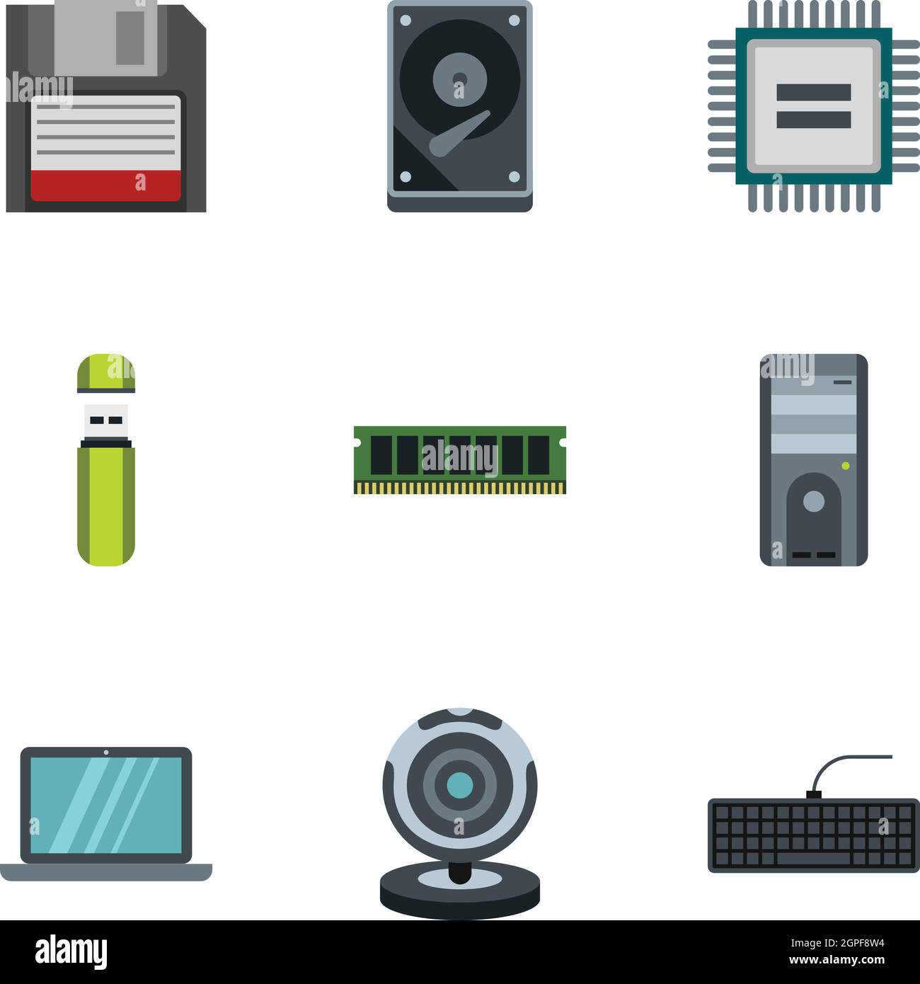 Computer Data Icons Set, Flat Style Stock Vector Image & Art - Alamy