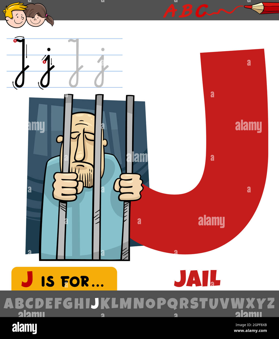 letter J from alphabet with jail word Stock Vector Image & Art - Alamy