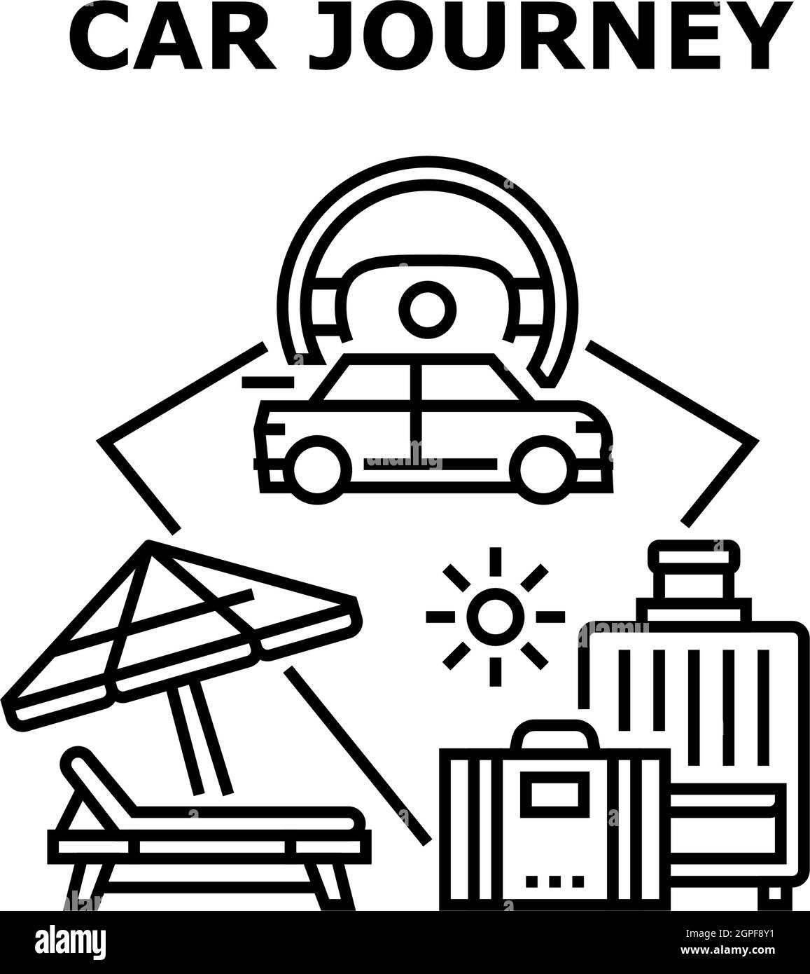 Car Journey Vector Concept Black Illustration Stock Vector Image & Art ...