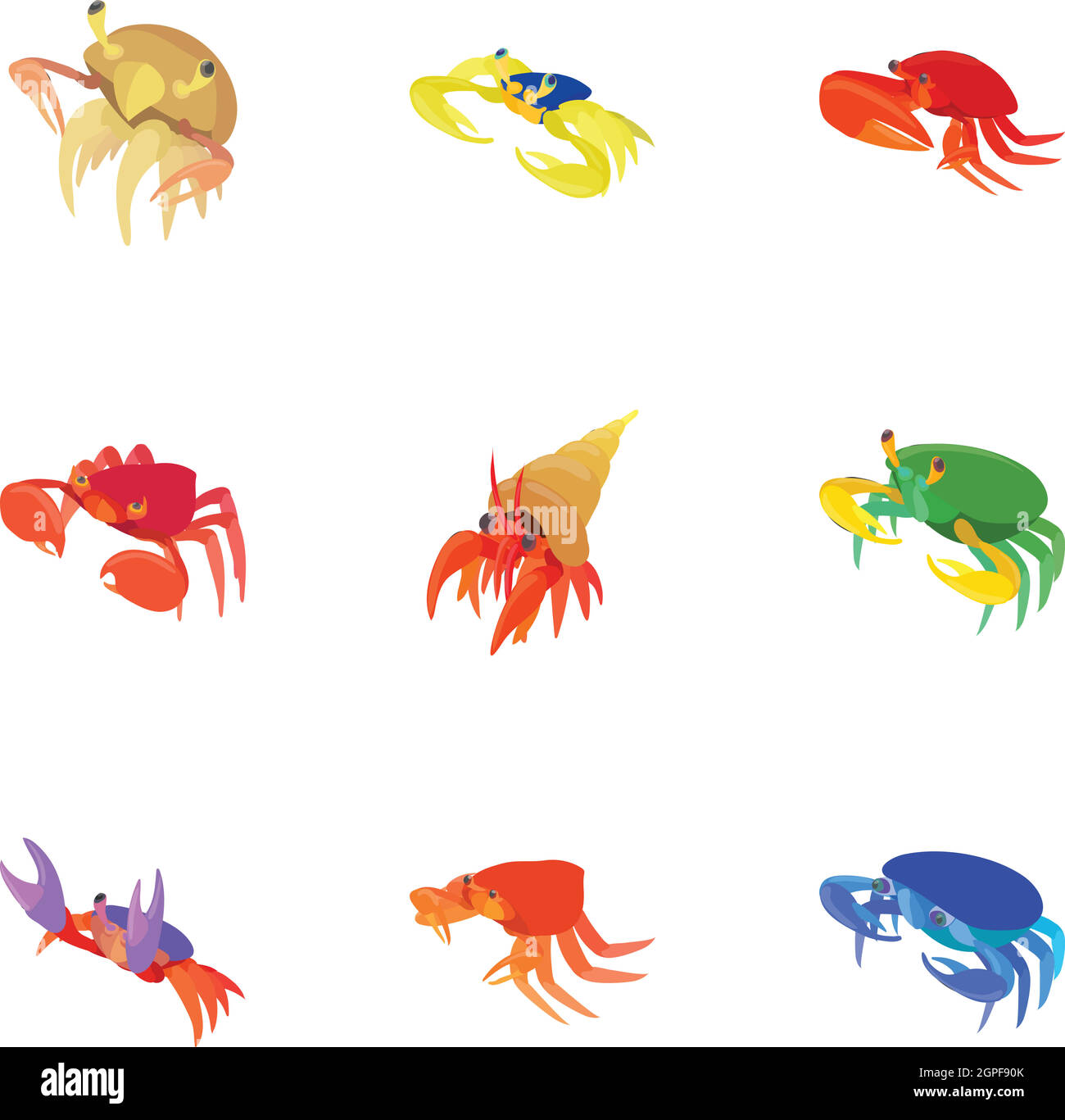 Crab icons set, cartoon style Stock Vector Image & Art - Alamy