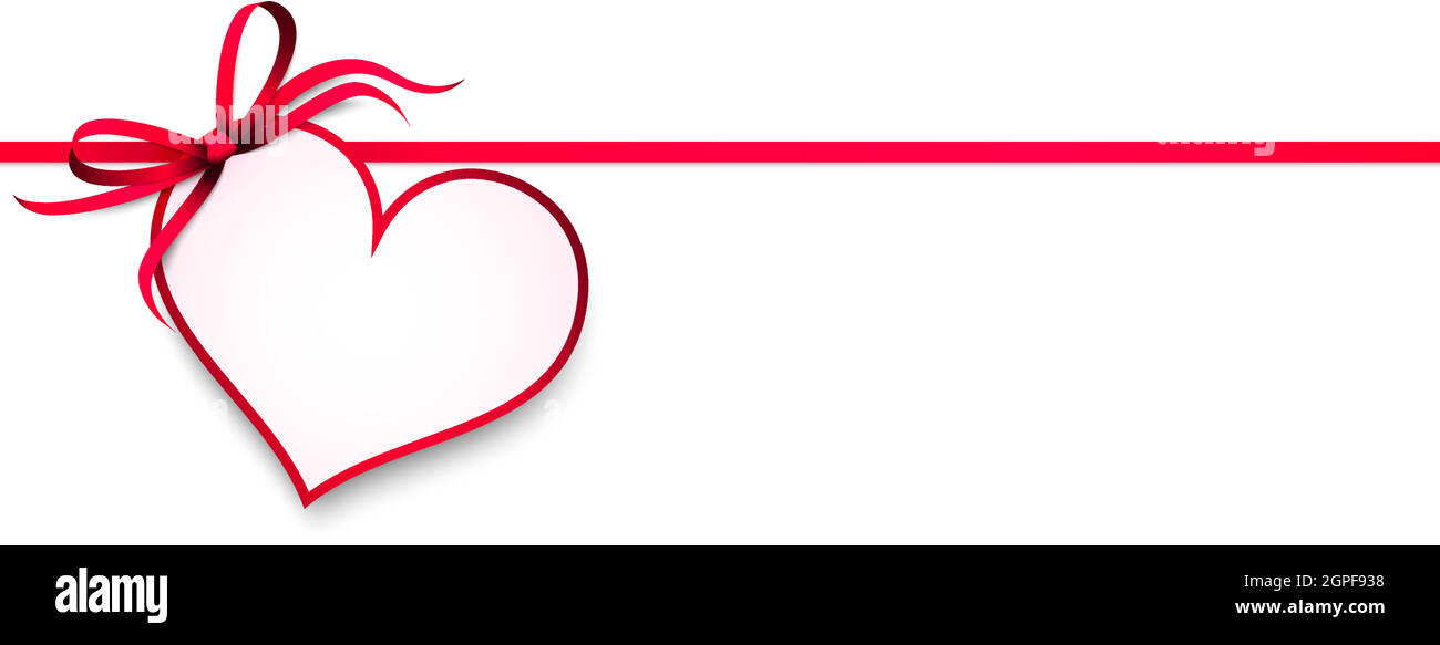 red ribbon bow with heart hang tag Stock Vector Image & Art - Alamy