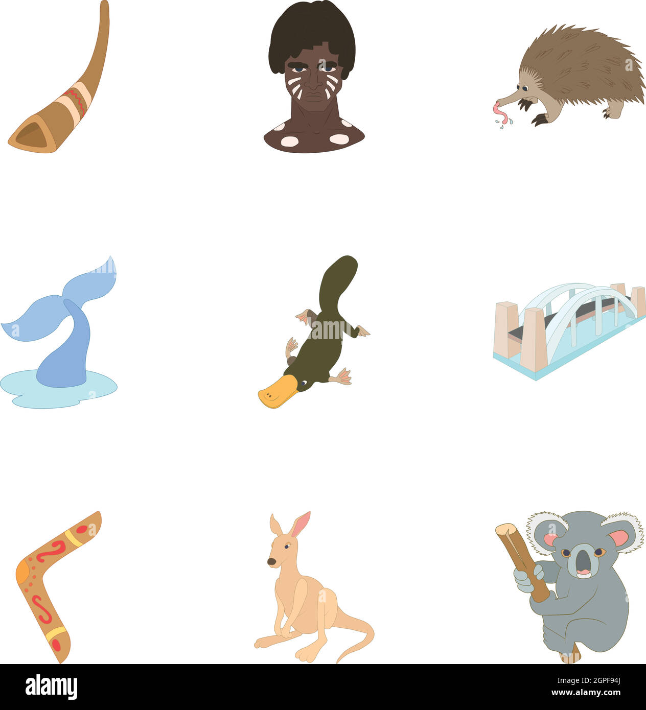 Attractions of Australia icons set, cartoon style Stock Vector Image ...