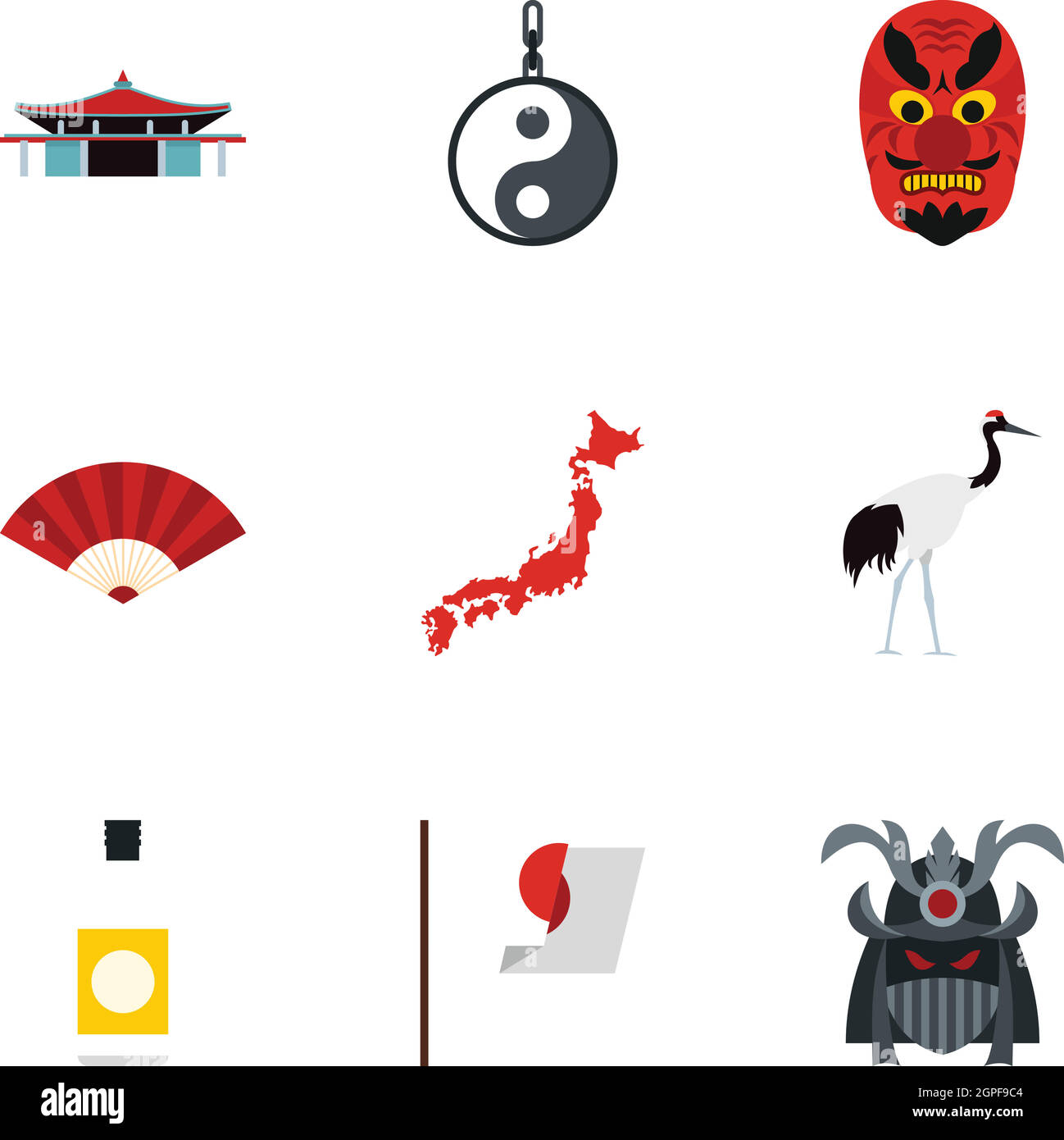 Japan icons set, flat style Stock Vector Image & Art - Alamy
