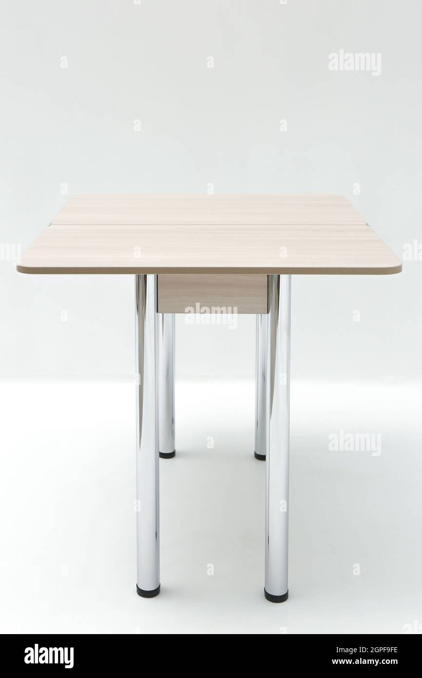 Classic wooden white kitchen table on white background Stock Photo - Alamy