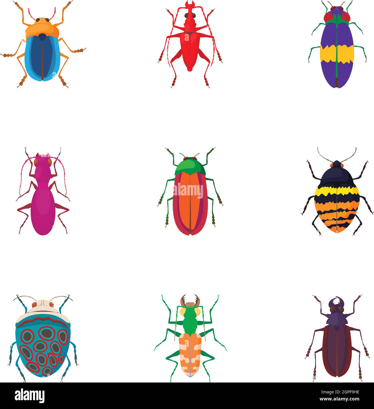 Species of beetles icons set, cartoon style Stock Vector Image & Art ...