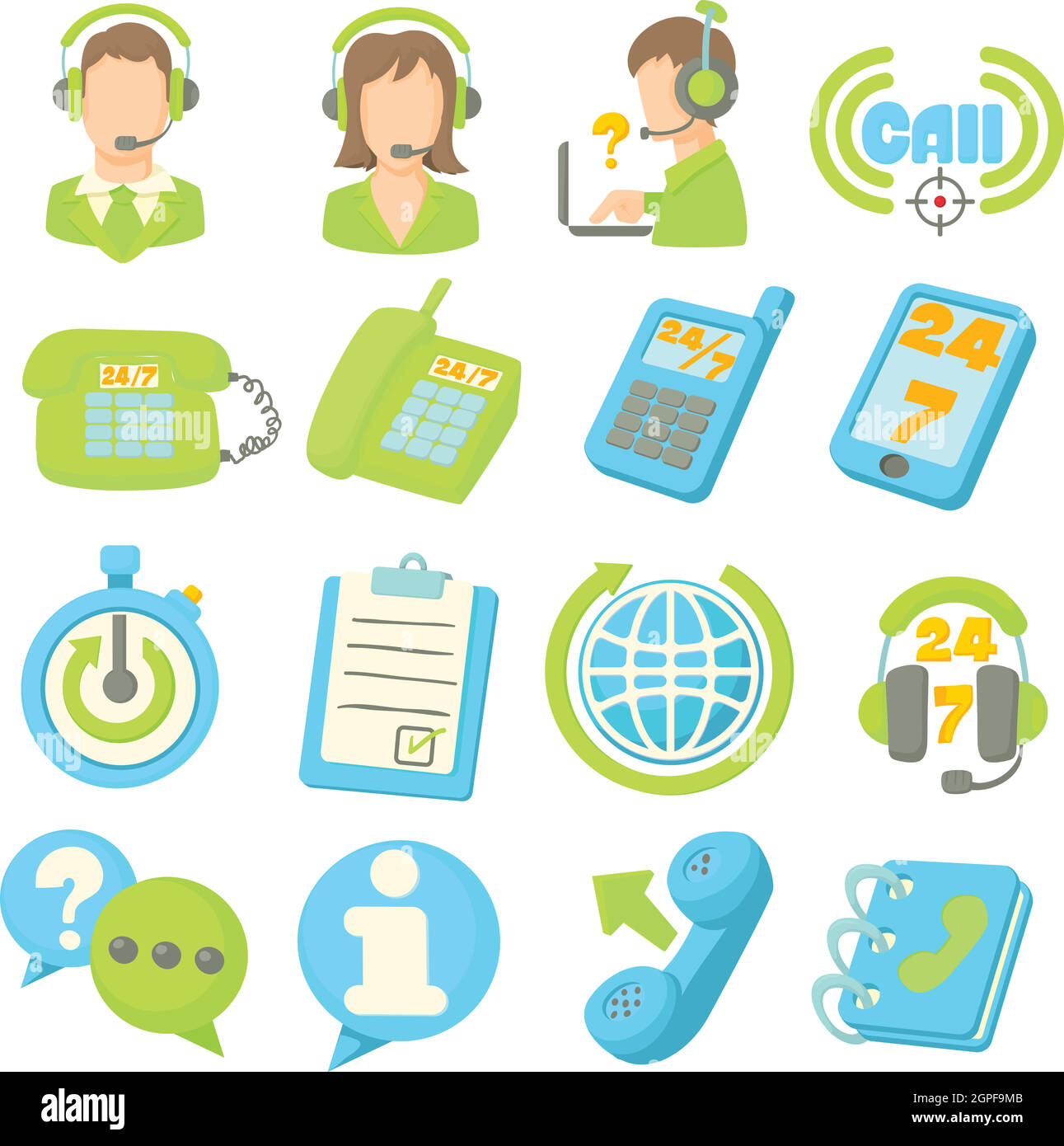 Call center items icons set, cartoon style Stock Vector Image & Art - Alamy