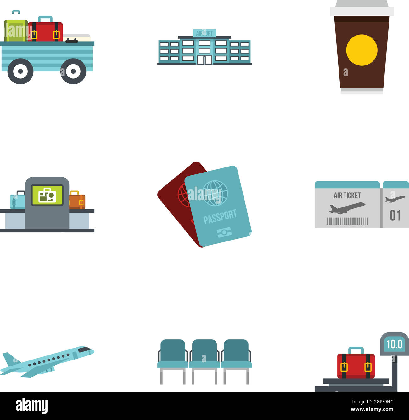 Check at airport icons set, flat style Stock Vector Image & Art - Alamy