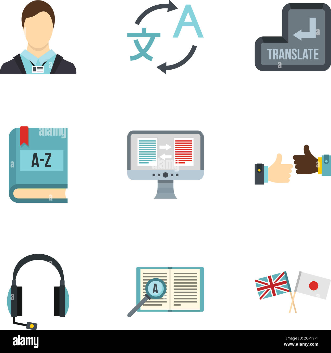 Translation of language icons set, flat style Stock Vector Image & Art ...