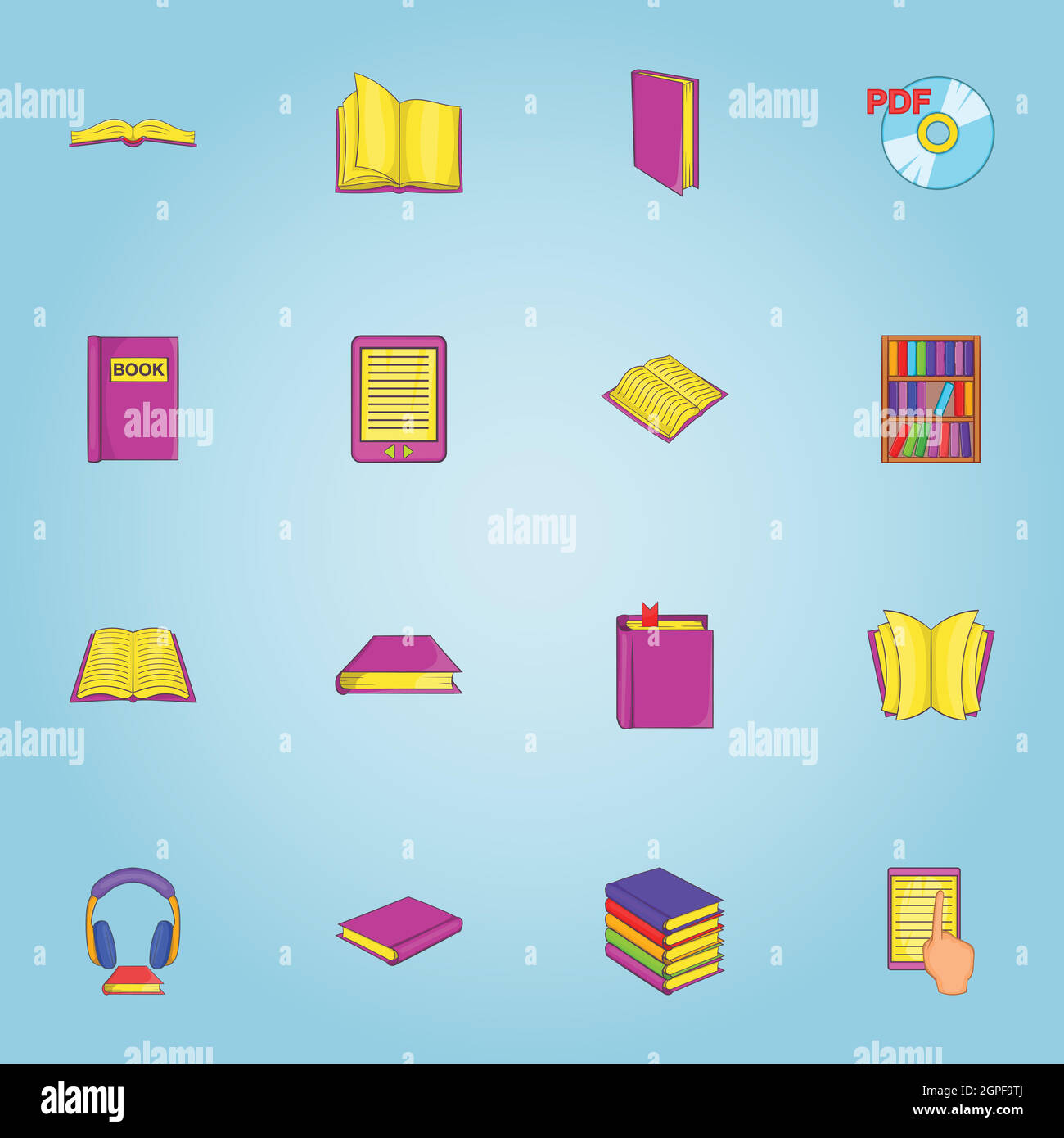 Reading icons set, cartoon style Stock Vector Image & Art - Alamy