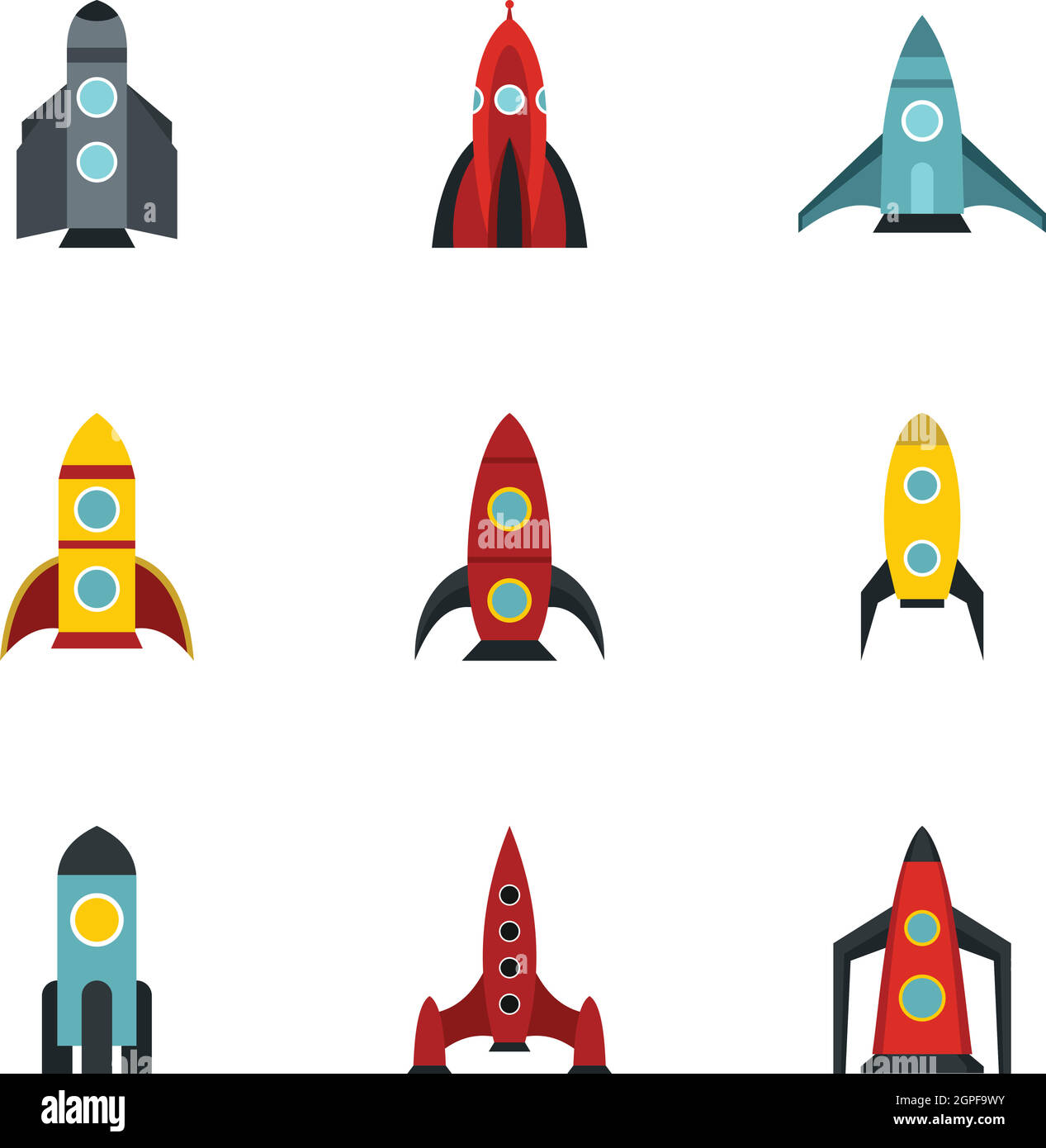Space rocket icons set, flat style Stock Vector Image & Art - Alamy