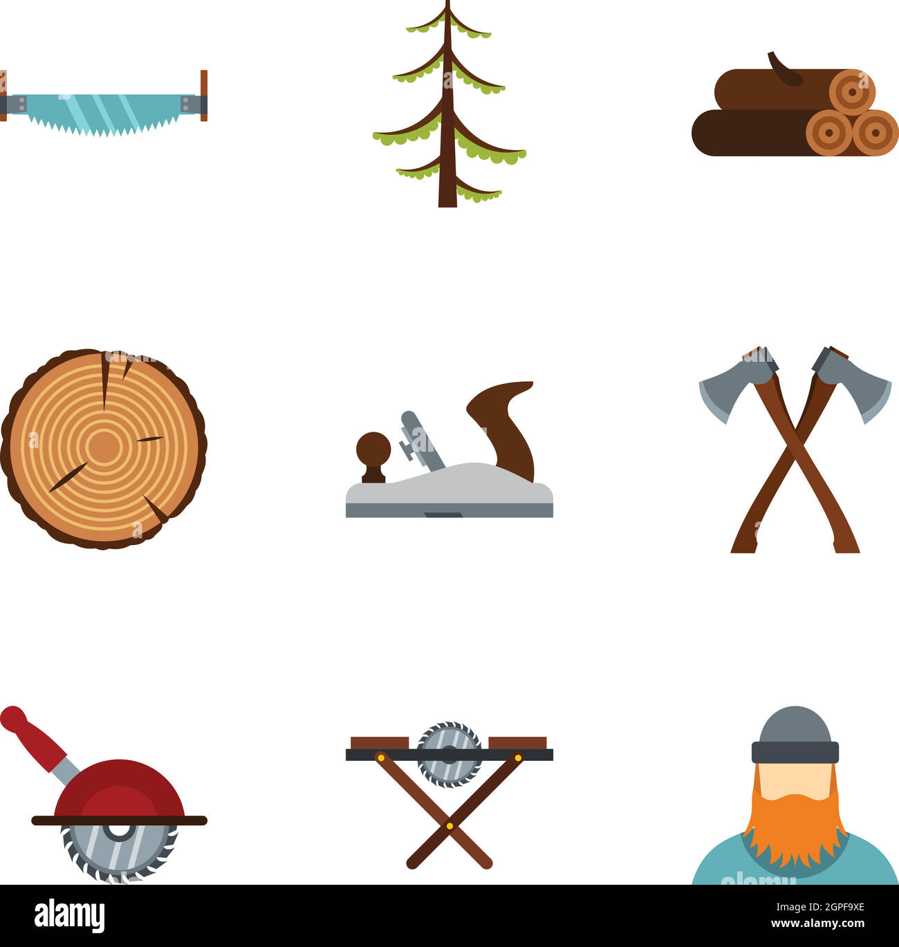 Cutting down trees icons set, flat style Stock Vector Image & Art - Alamy