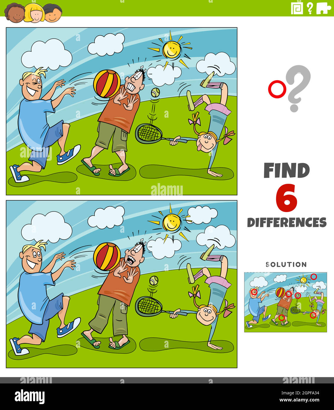differences educational game with kids playing in the park Stock Vector ...