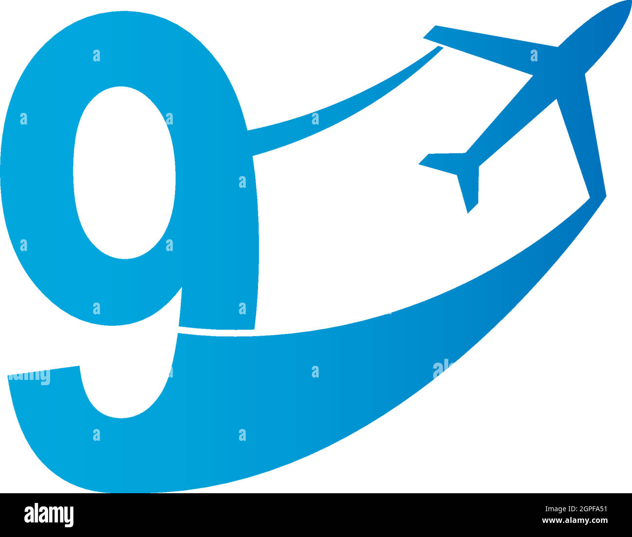 Number 9 with plane logo icon design vector illustration Stock Vector ...