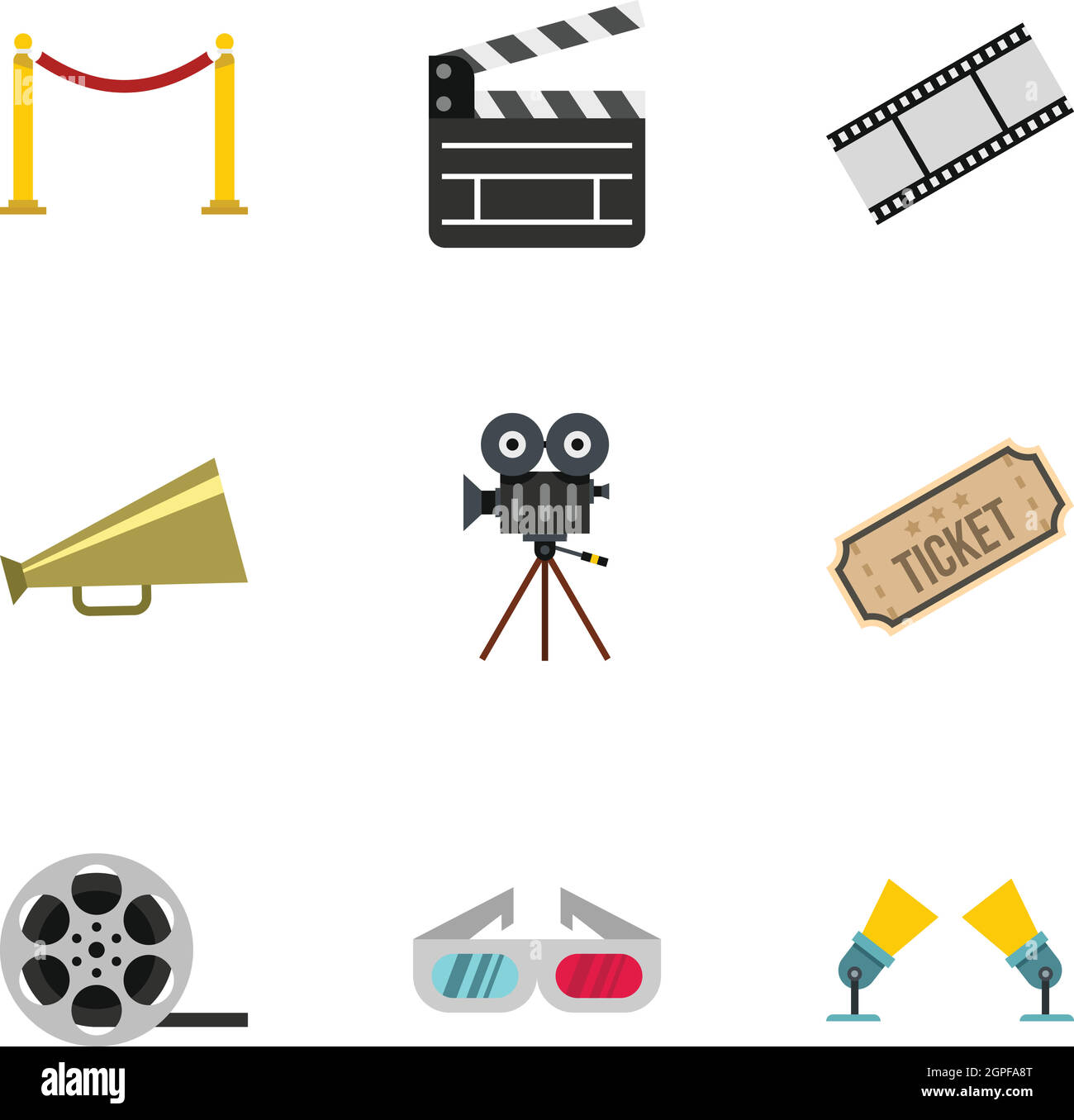 Cinema icons set, flat style Stock Vector Image & Art - Alamy