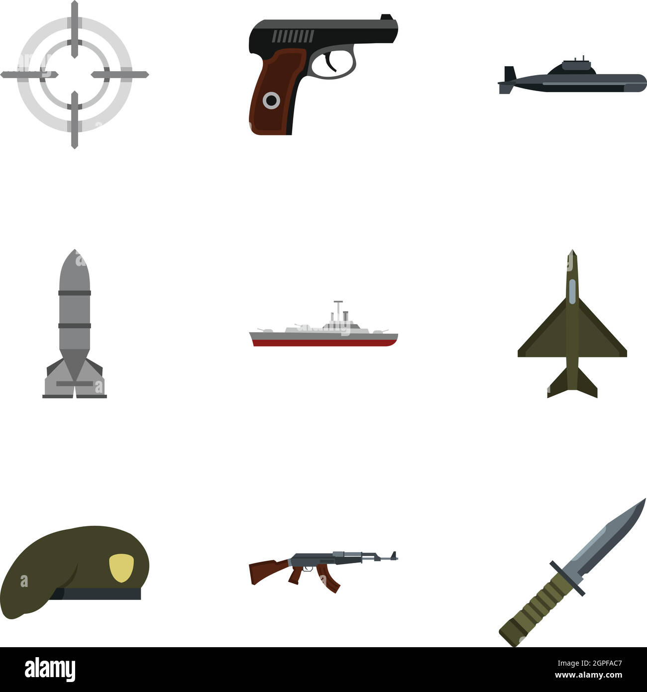 Weapons icons set, flat style Stock Vector Image & Art - Alamy